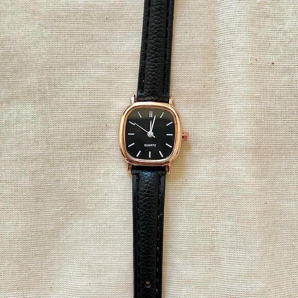 Accessories | 200s Vintage Style Cute Square Black Leather Luxury Watch ...